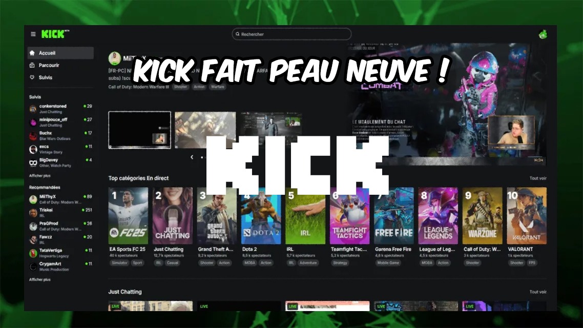 Actu Streaming : Kick fait peau neuve : une menace enfin sérieuse pour ...